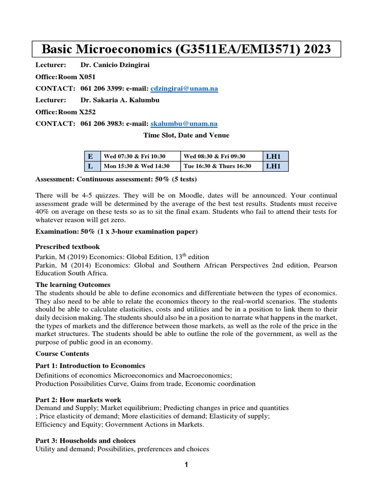 Basic Microeconomics Course Outline | PDF | Economics | Microeconomics