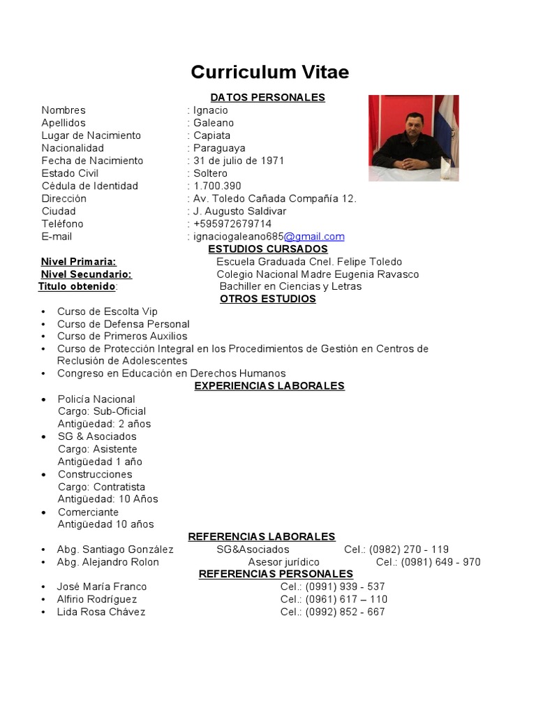 Curriculum de Ignacio Galeano | PDF