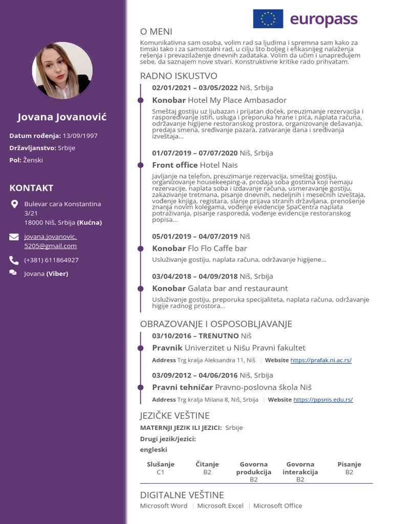 CV - Jovana Jovanović | PDF