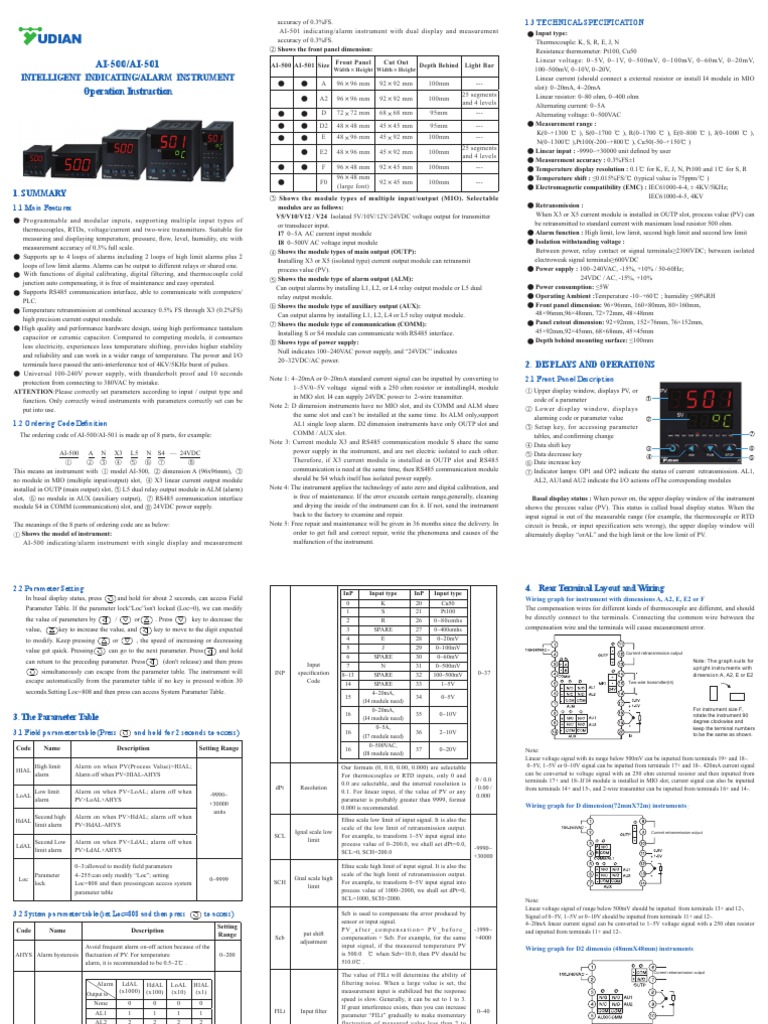 AI-500/AI-501: Operation Instruction | PDF