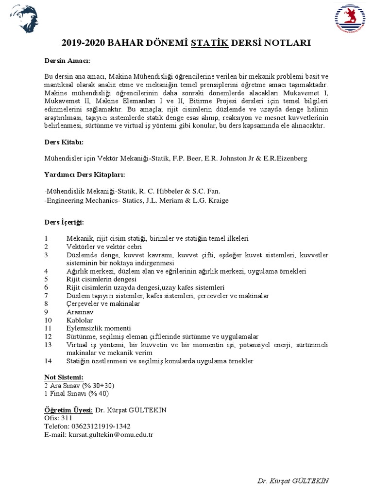 Statik 1. Hafta | PDF