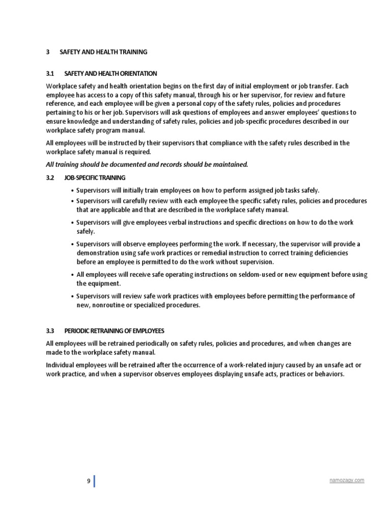 نموذج خطة السلامة والصحة المهنية3 | PDF | Occupational Safety And Health | Safety