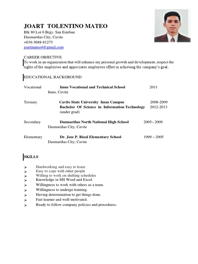 Joarts Resume | PDF | Cognition | Behavior Modification