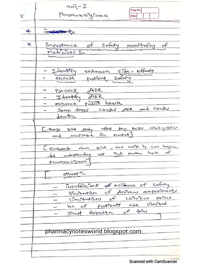 P'covigilance Unit I Notes | PDF