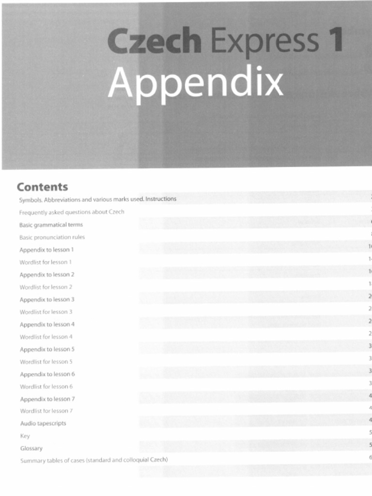 Čeština Express 1-Appendix | PDF