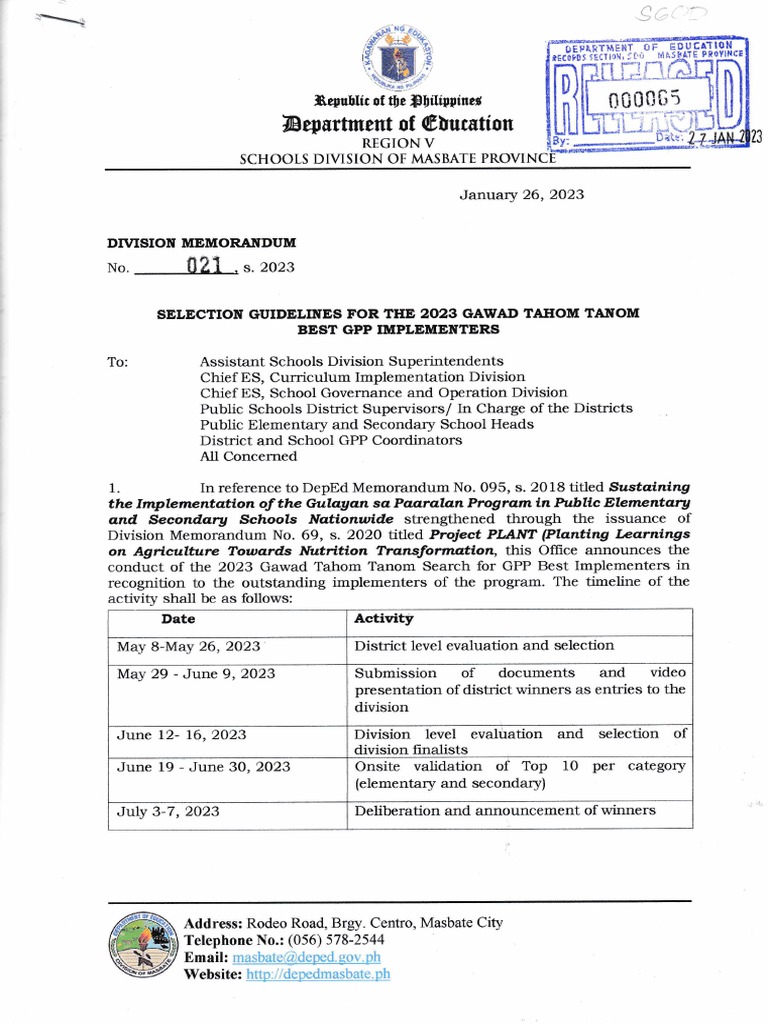 Div Memo 021 2023 | PDF | Agriculture | Horticulture
