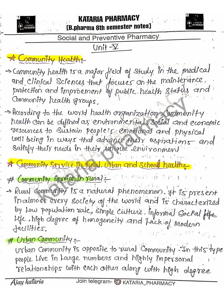 Social Preventive Pharmacy (Unit-5) 8th Sem | PDF