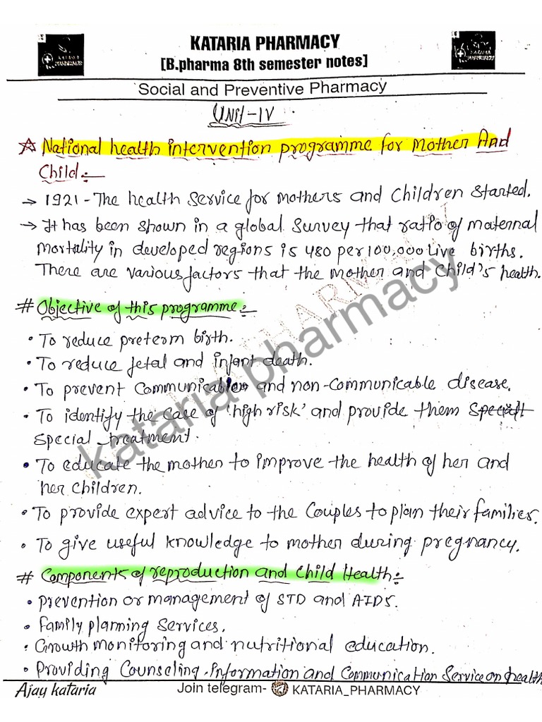 Social and Preventive Pharmacy (Unit-4) 8th Sem. | PDF