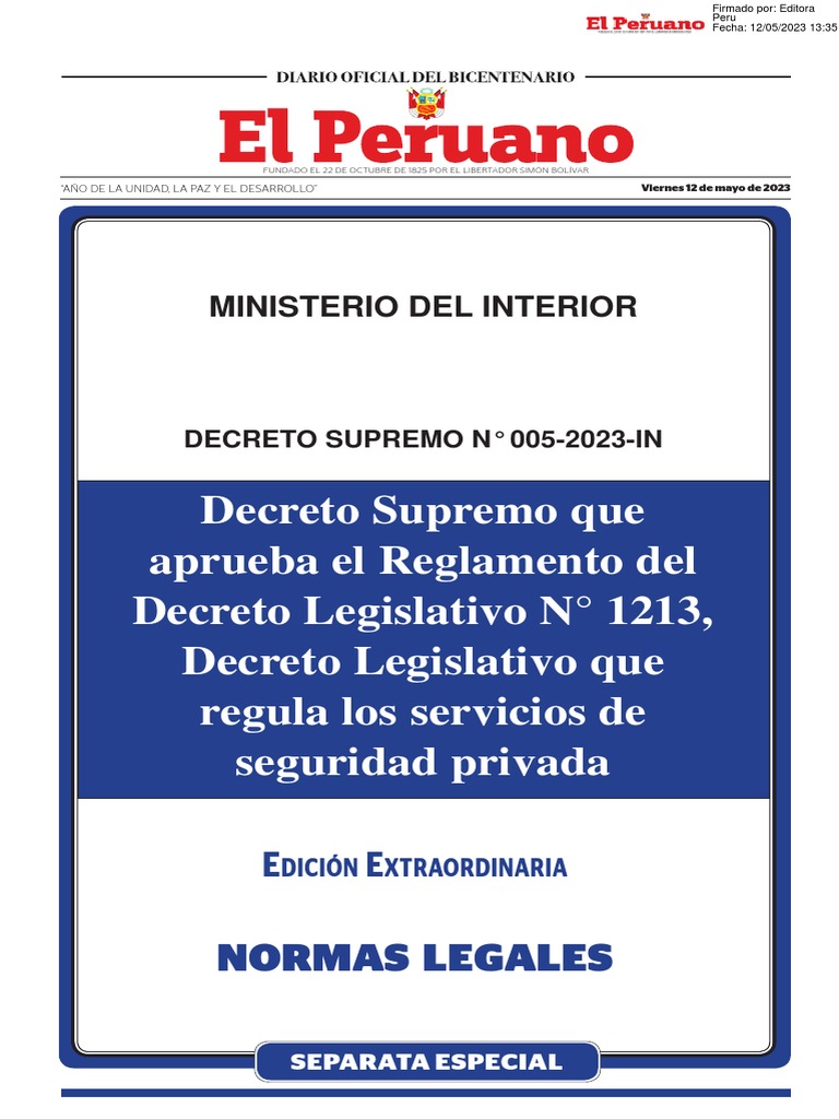 Decreto Legislativo N°1213 | Descargar gratis PDF | Regulación | Perú
