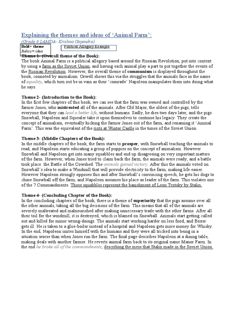 Themes and Ideas in Animal Farm | PDF