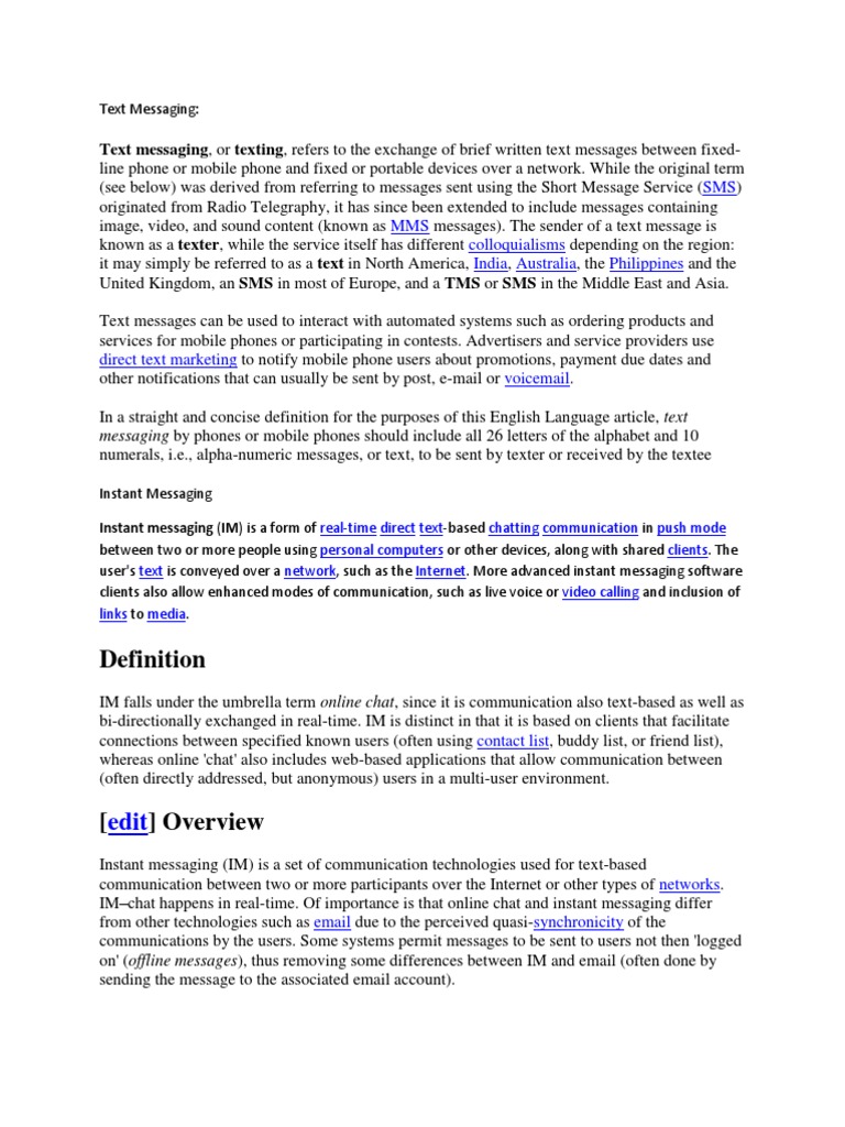 Understanding Text Messaging and IM | PDF | Instant Messaging | Text ...