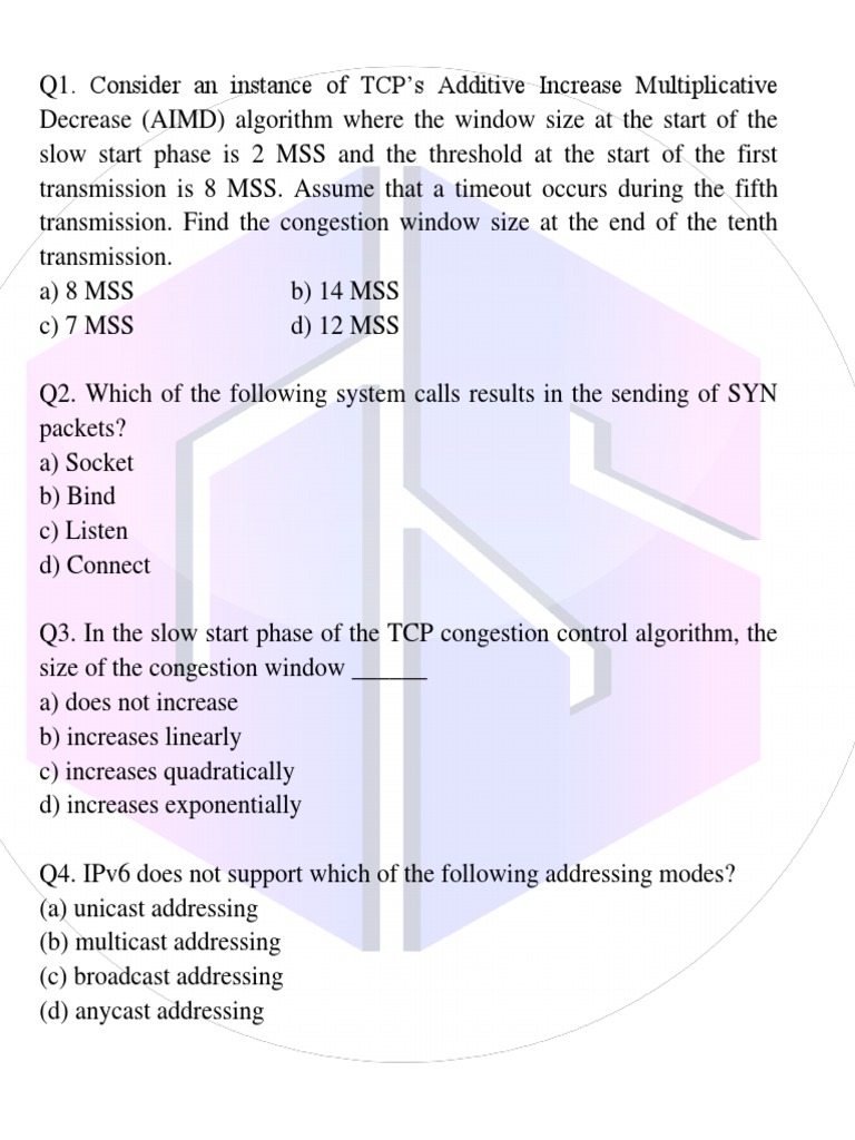 Questions On Transport Layer | PDF | Transmission Control Protocol ...