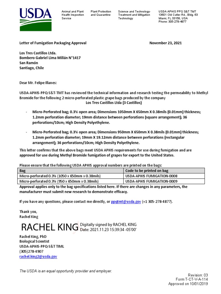 Fumigation Bag Approval Notice | PDF