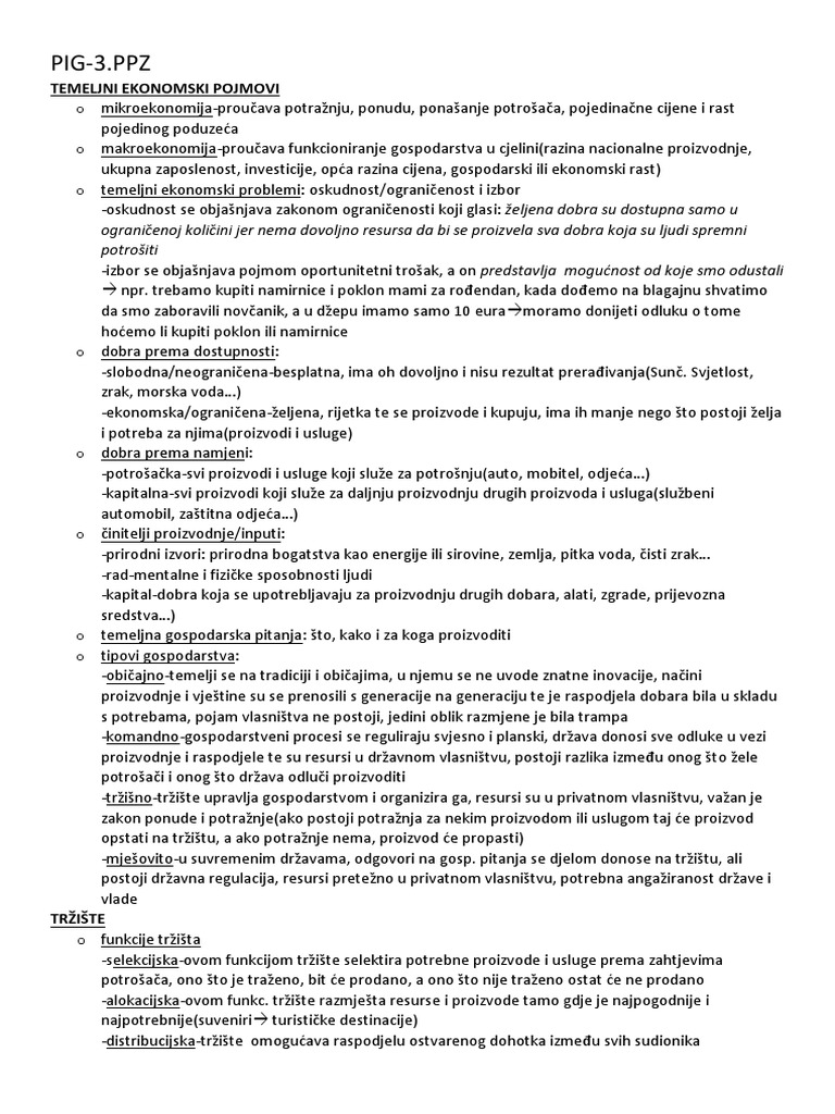 PIG Ekonomija Skripte | PDF