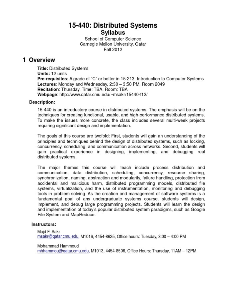 Syllabus Pdf Distributed Computing Parallel Computing 3975