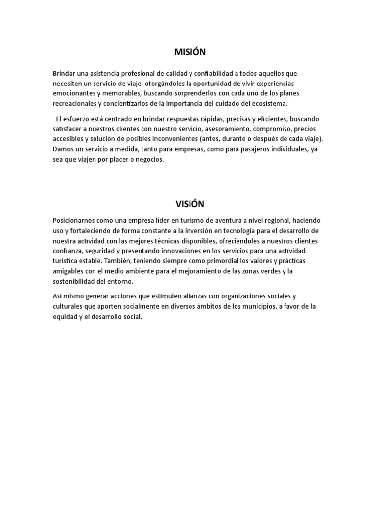Misión y Visión - Emprendimiento. | PDF