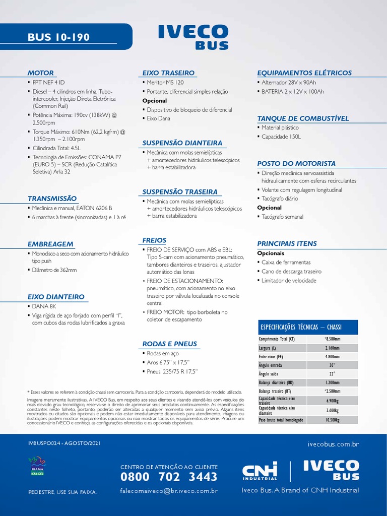 Iveco Bus 10-190 | PDF | Eixo | Engenharia Mecânica