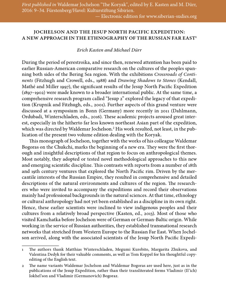 Kasten Jochelson and The Jesup North Pacific Expedition | PDF | Franz ...