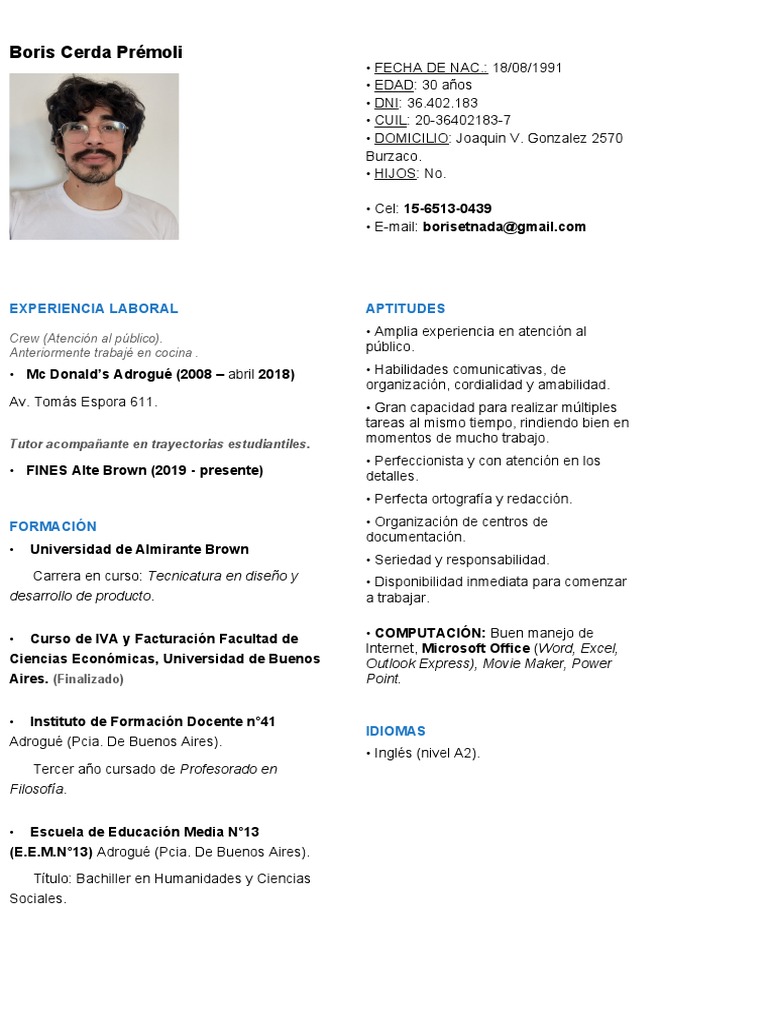 CV Boris Cerda Premoli 2022 | PDF | Informática