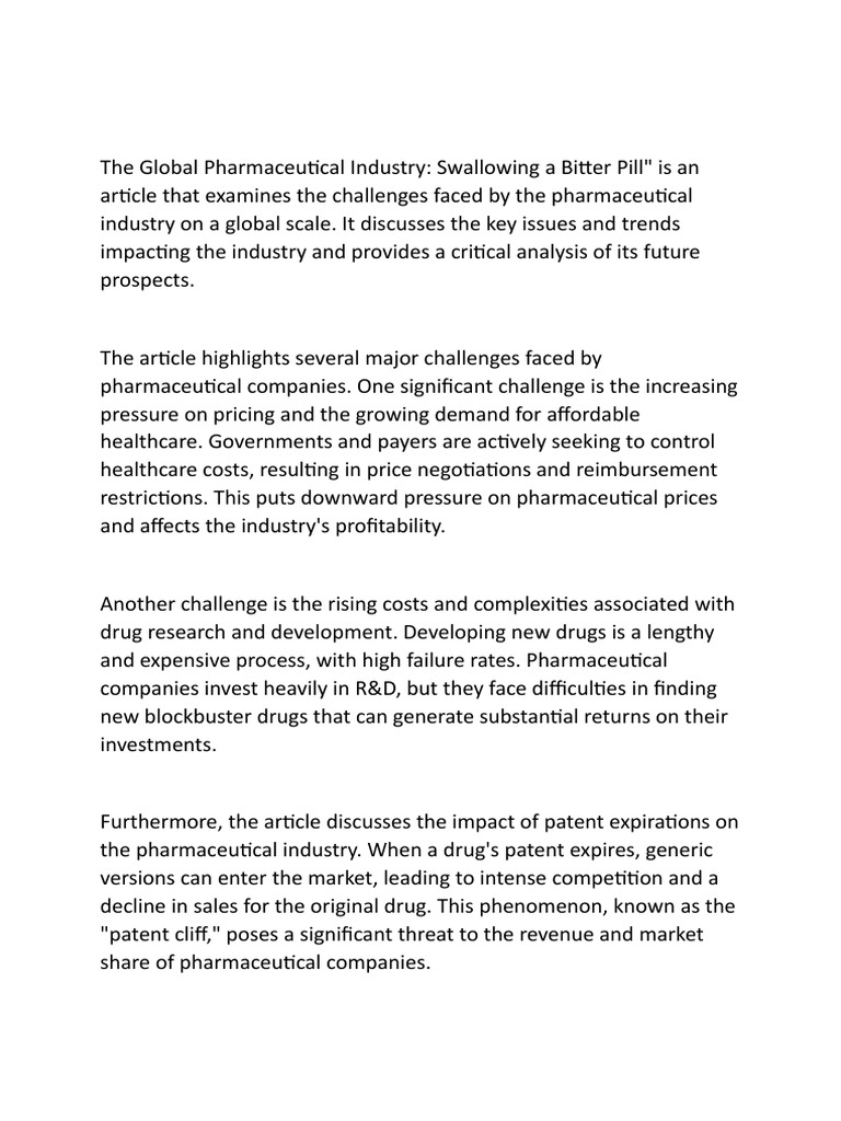 The Global Pharmaceutical Industry | PDF | Pharmaceutical Industry ...