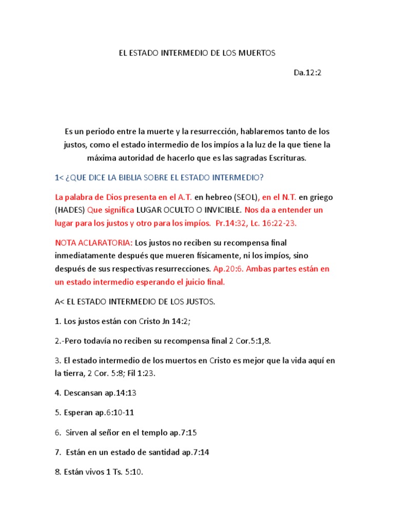 El Estado Intermedio según la Biblia | PDF | Purgatorio | Infierno