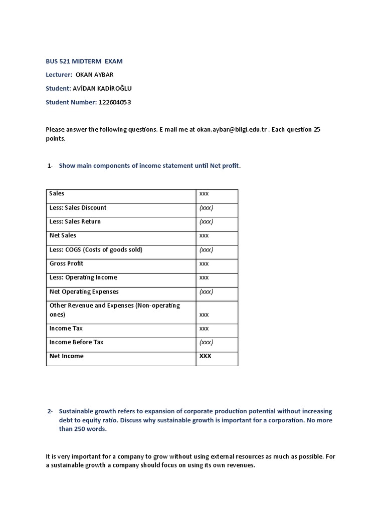 Bus 521 Midterm | PDF | Yield Curve | Revenue