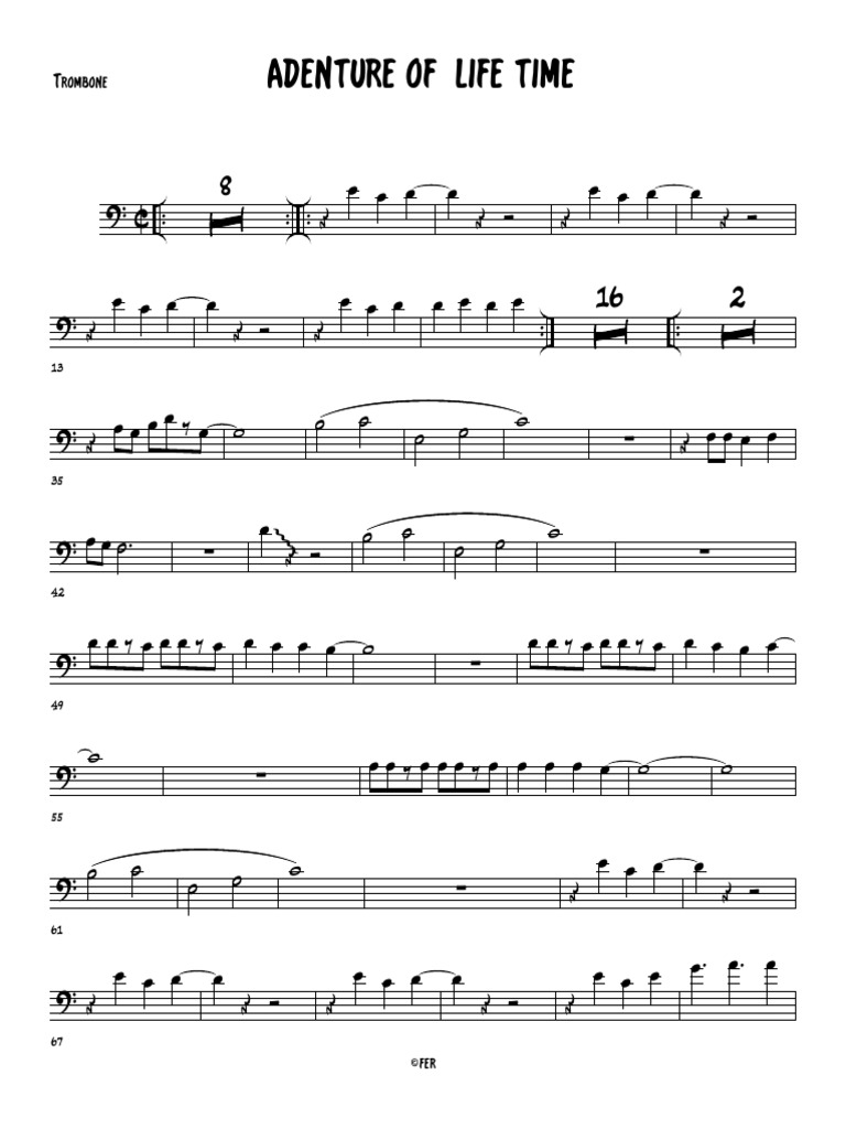 ADVENTURE OF A LIFETME - Trombone | PDF