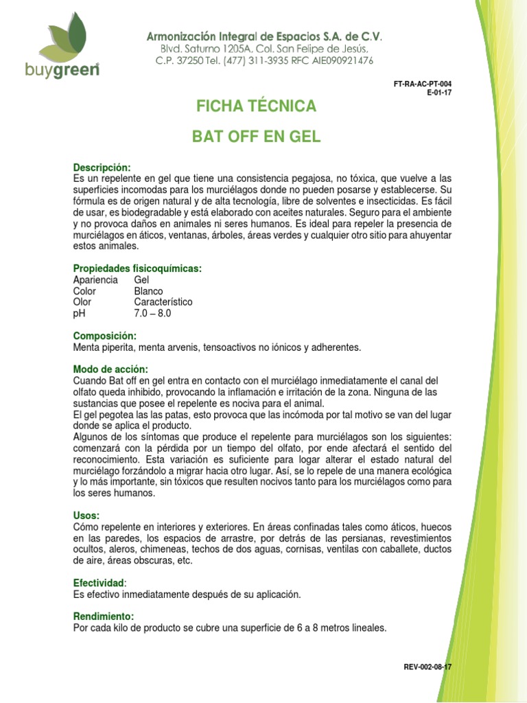 FICHA TEC. Bat Off en Gel | PDF