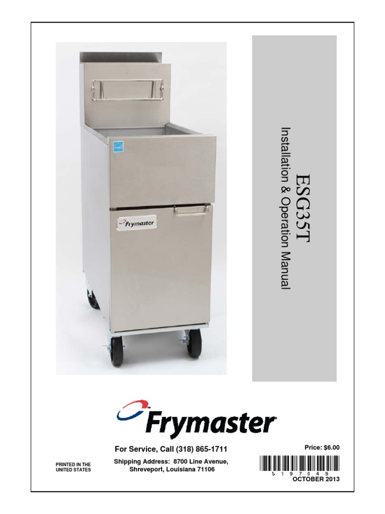Frymaster Model ESG35T Gas Fryer | PDF