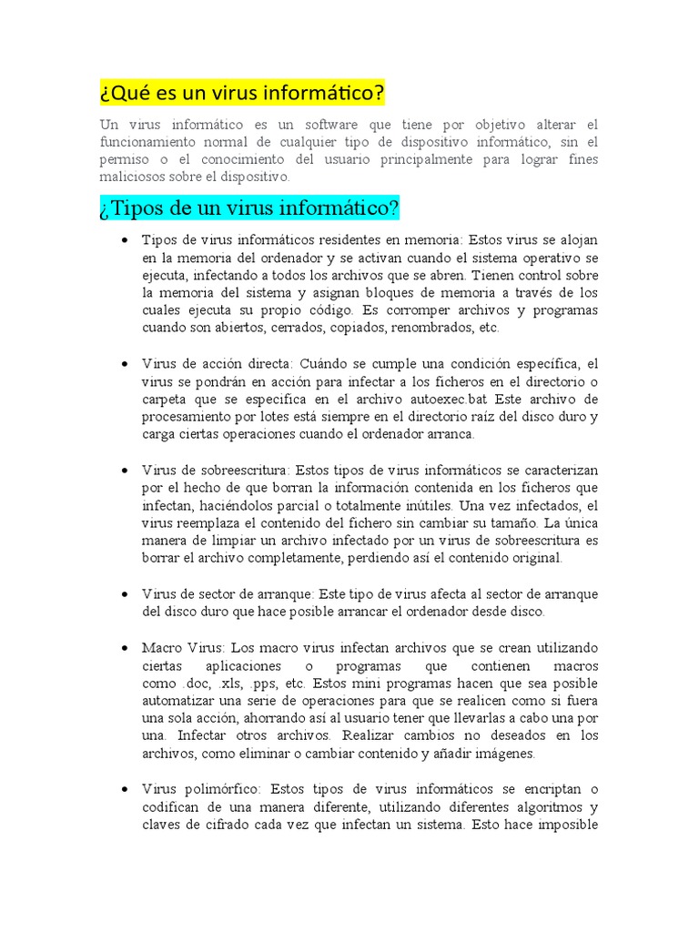 Qué Es Un Virus Informático | PDF | Virus de computadora | Archivo de ...
