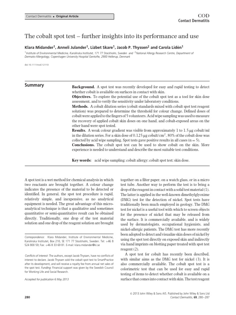 The Cobalt Spot Test | PDF | Nitric Acid | Detection Limit