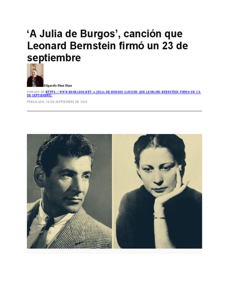 A Julia de Burgos Cancion Que Leonard Be | PDF
