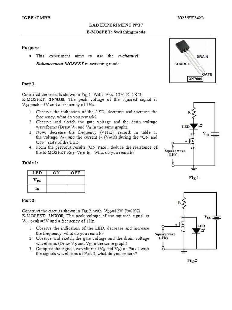 LAB17 EMOSFET Switching | PDF