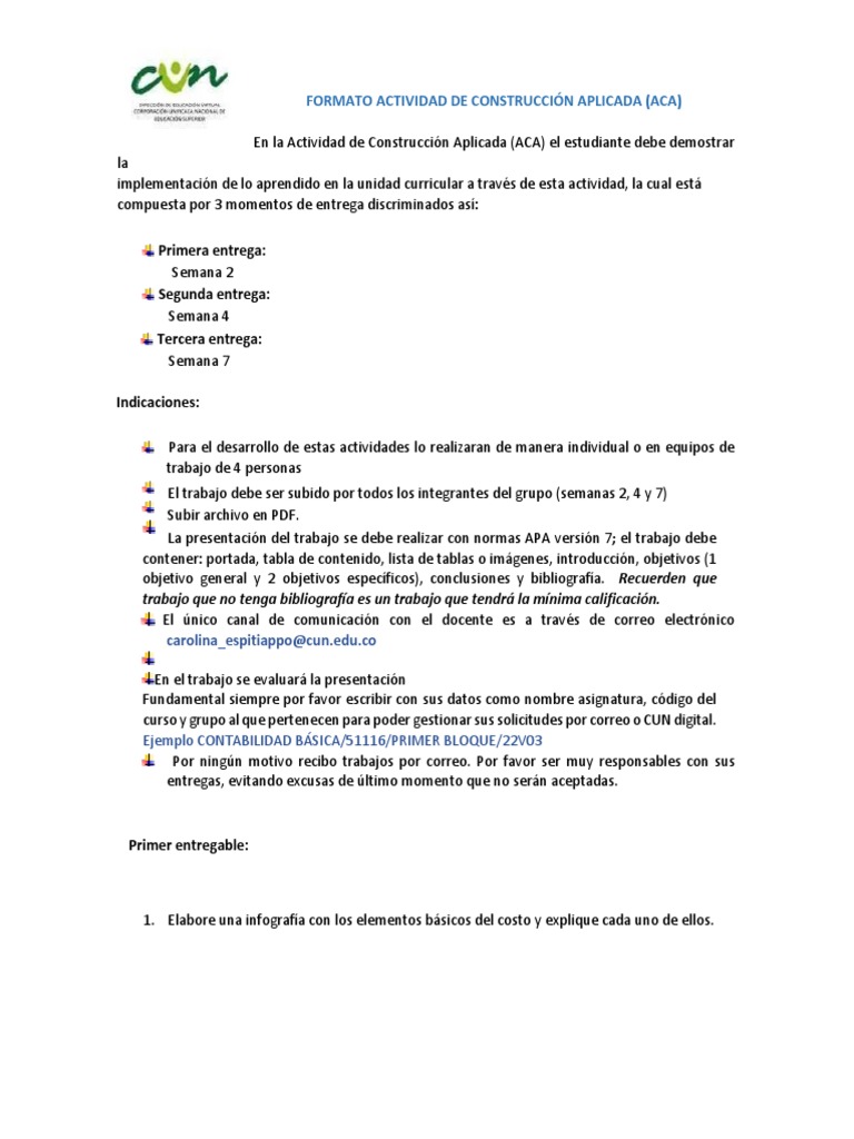 Aca 1 Costos | PDF