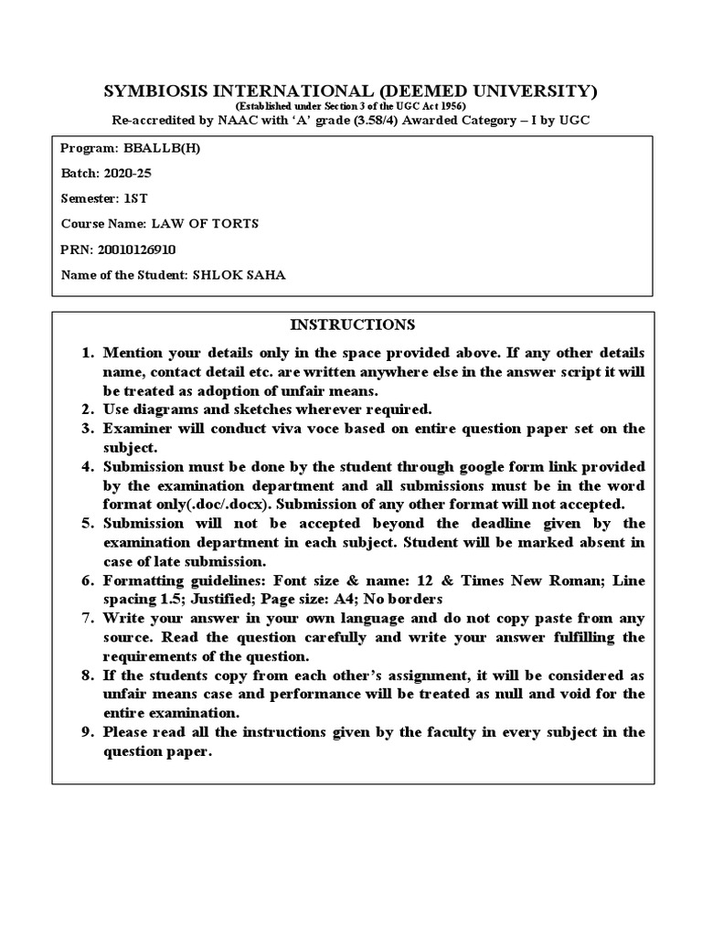 Torts Exam | PDF