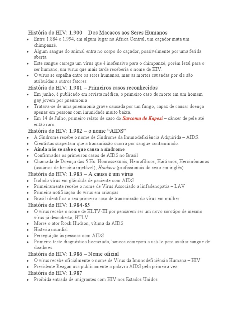 História do HIV | PDF | HIV/AIDS | Gestão do HIV/Aids