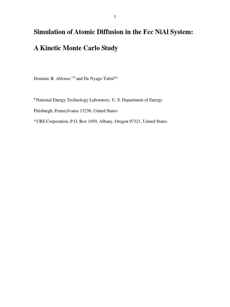 Simulation of Atomic Diffusion in The FCC Nial System: A Kinetic Monte ...