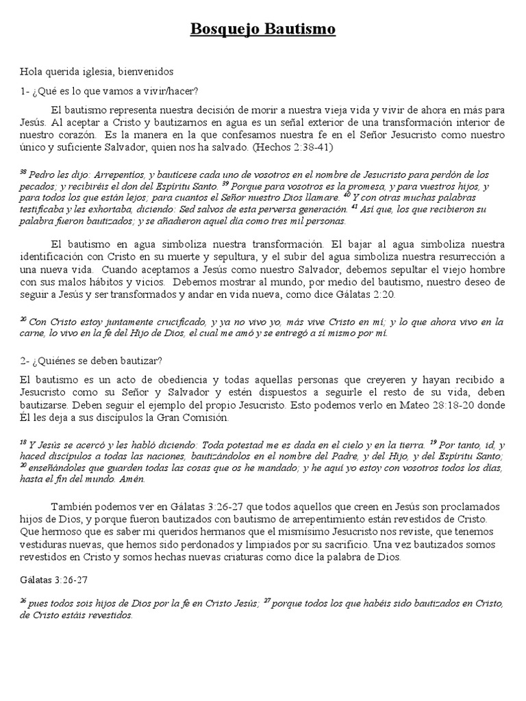 Bosquejo Bautismo | PDF