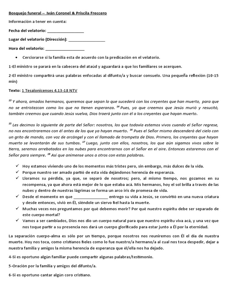 Bosquejo para Predicación en Funerales | PDF