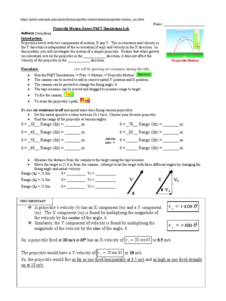 Projectiles Lab | PDF | Projectiles | Physics