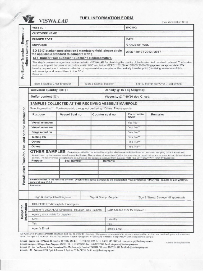 Fuel Information Form | PDF