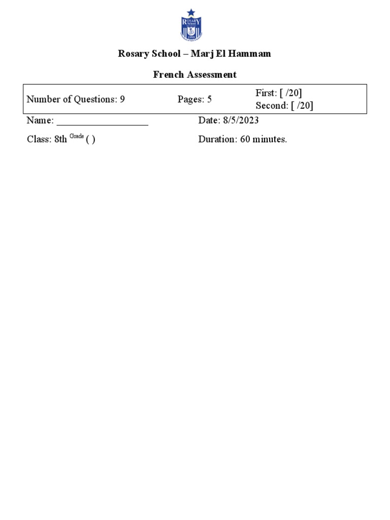 Evaluation de Francais G8 | PDF