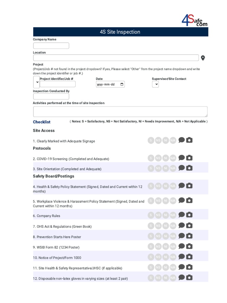 4S Site Inspection | PDF | First Aid | Occupational Safety And Health