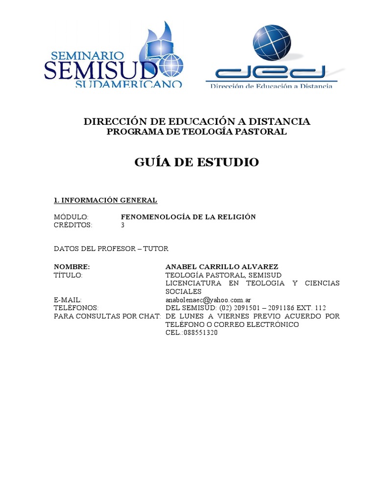 Gu A de fENOMENOL GIA DE LA RELIGI N | PDF | Experiencia | Fenómeno