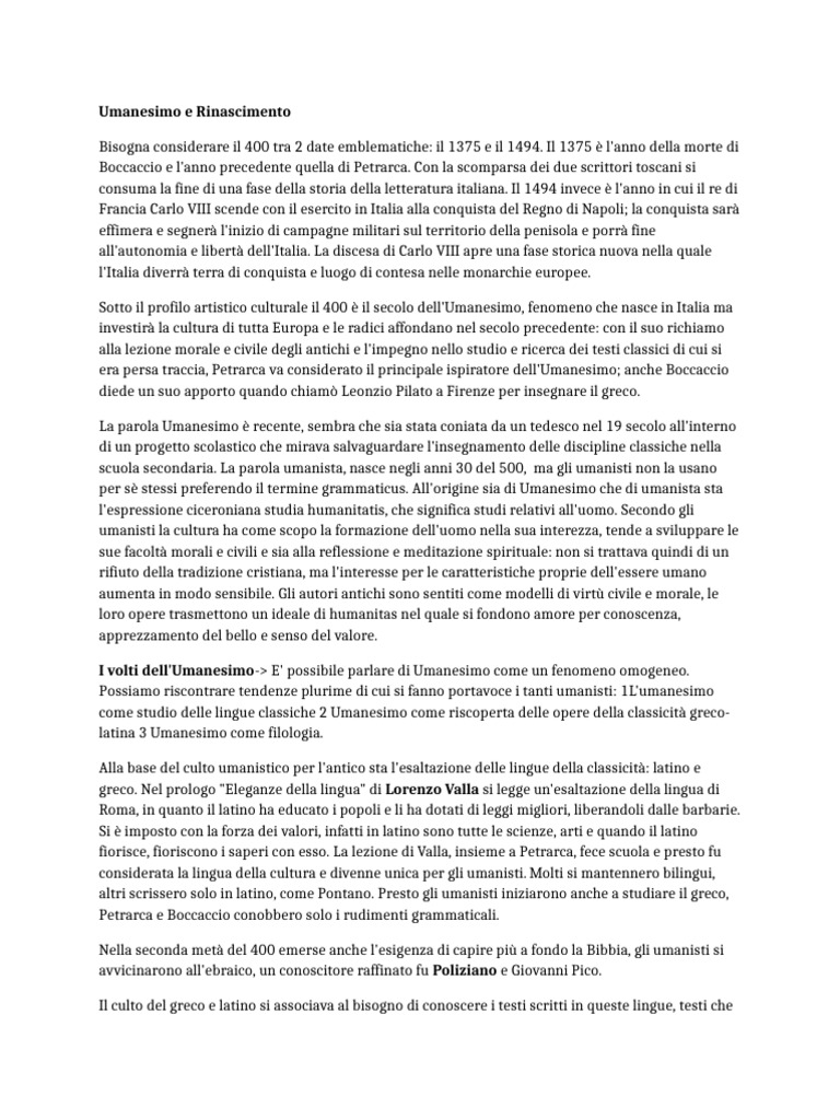 Umanesimo e Rinascimento | PDF