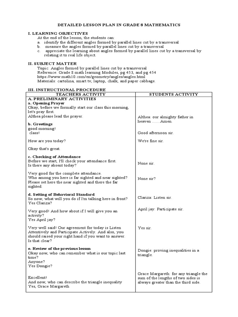 Detailed Lesson Plan | PDF