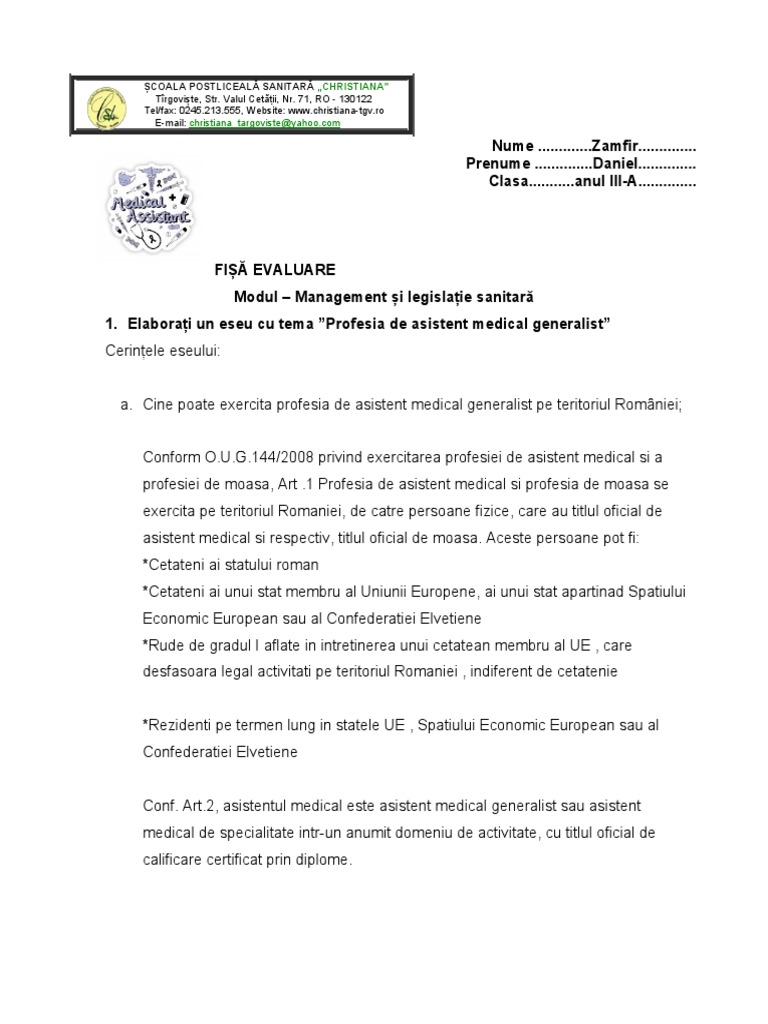 Fișă de Evaluare 2022-2023 | PDF