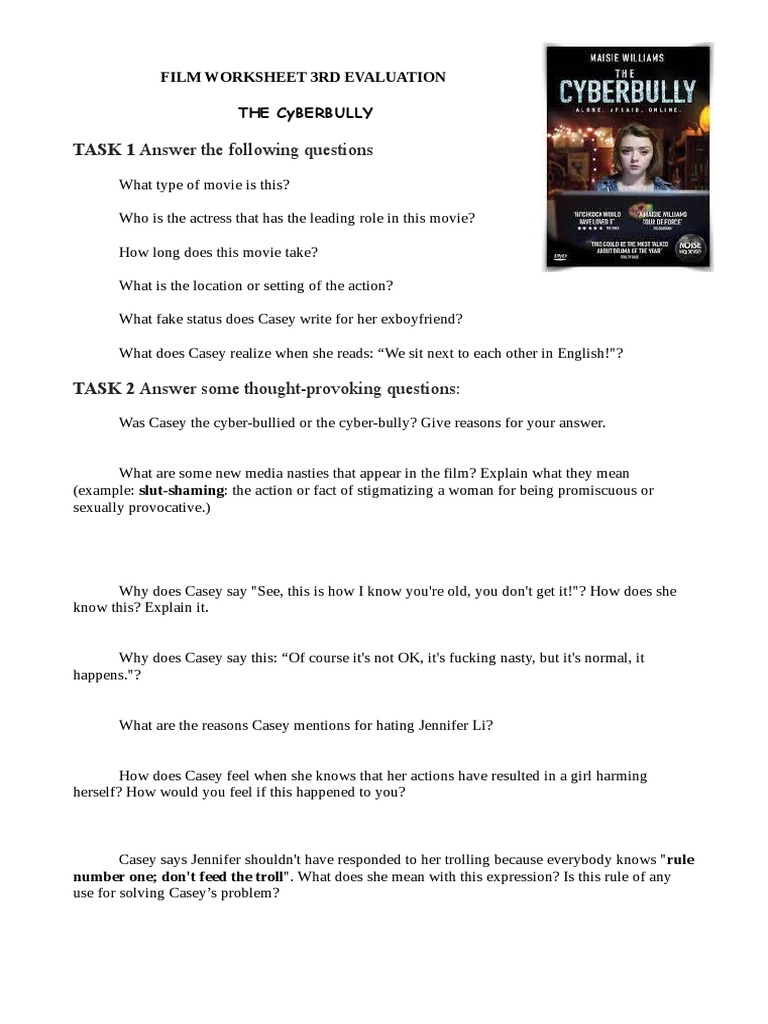 Cyberbully Film Worksheet | PDF