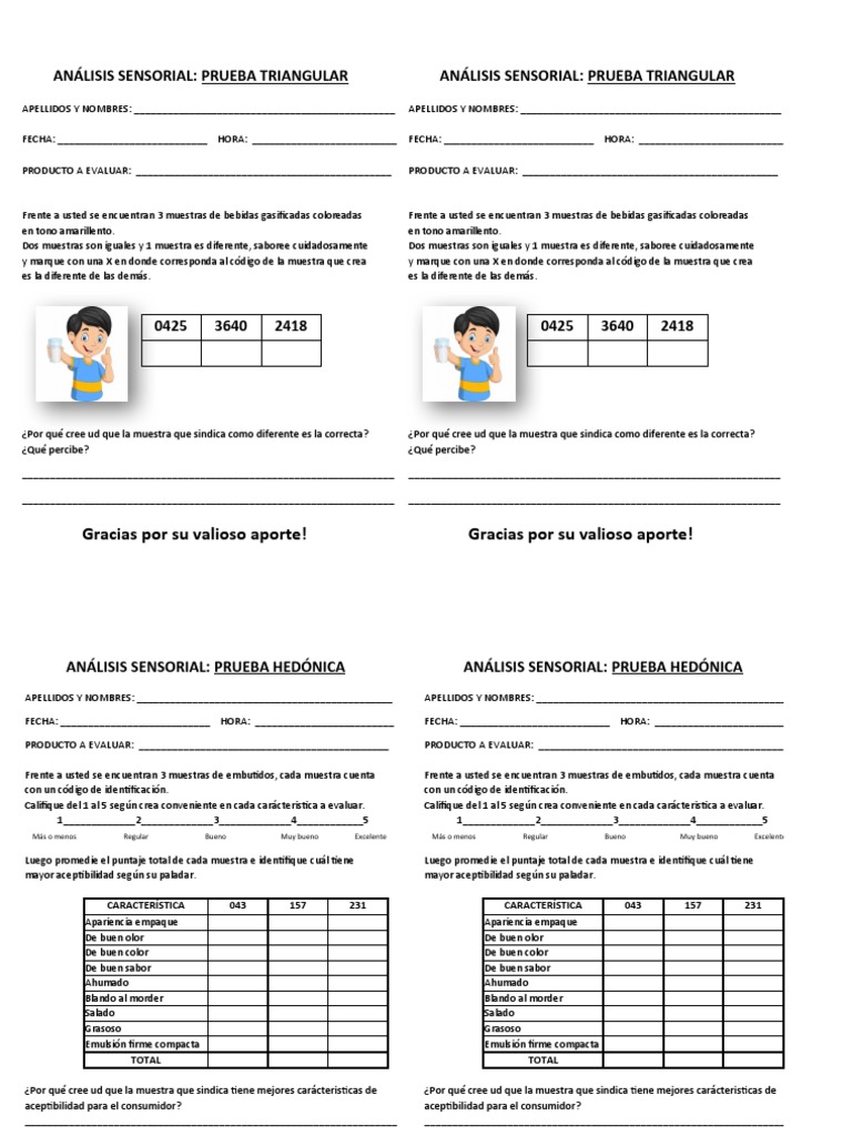 Fichas Evaluación Sensorial | PDF