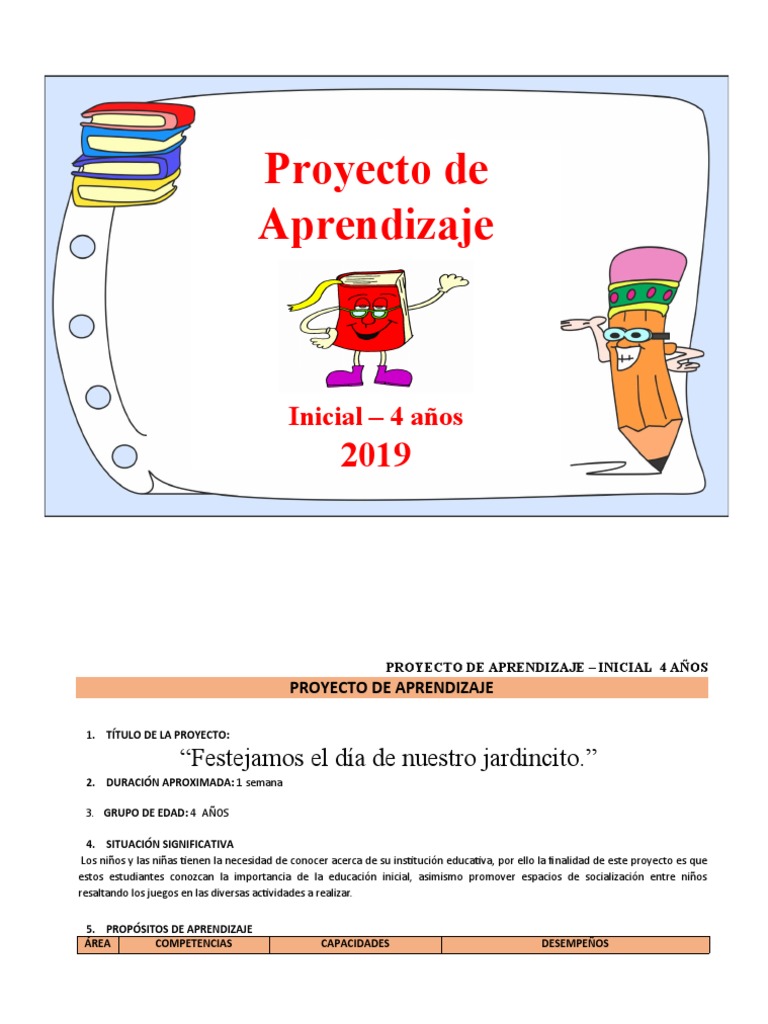 Proyecto de Aprend., Sesiones 4 - 4 Años | PDF
